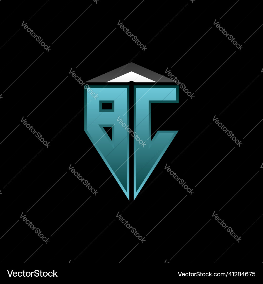 Bc logo shield blue light style design Royalty Free Vector