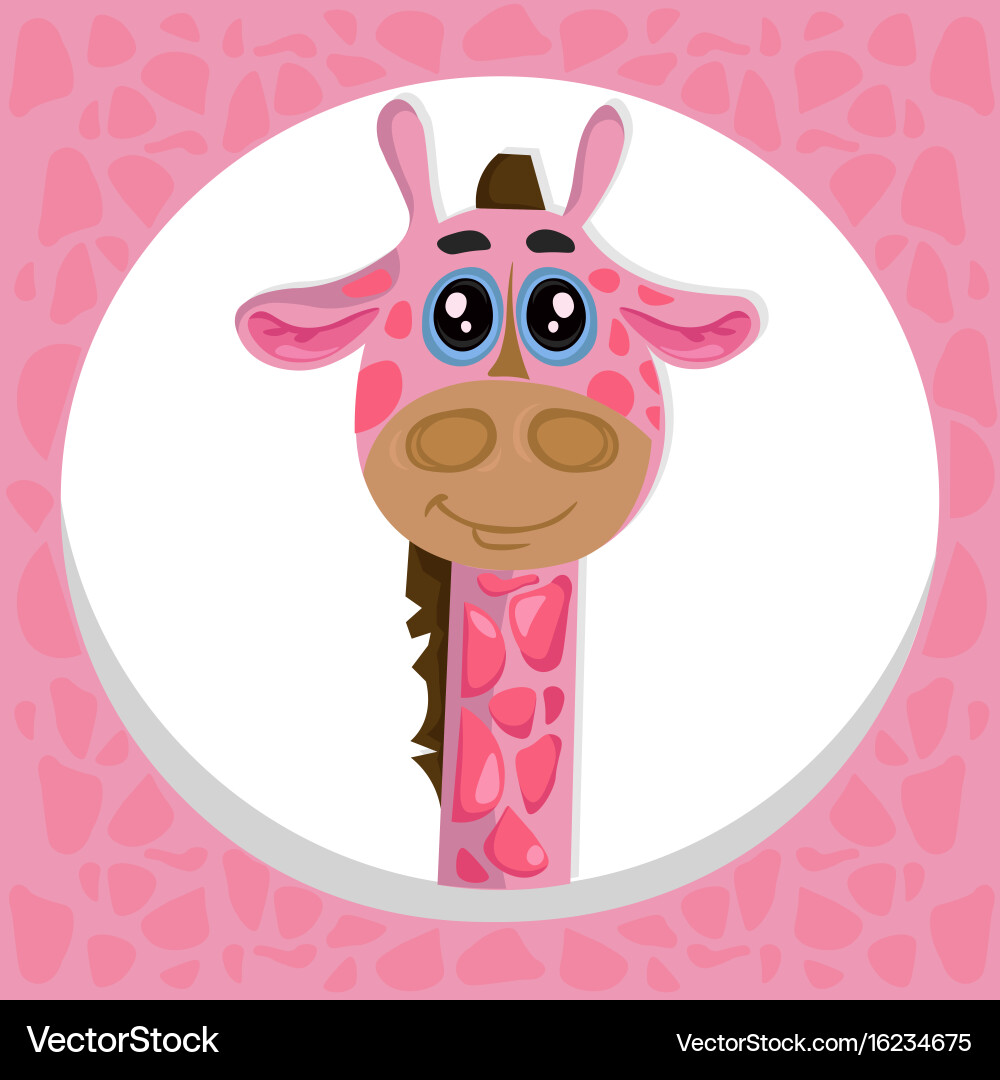 Cute pink giraffe cartoon icon Royalty Free Vector Image