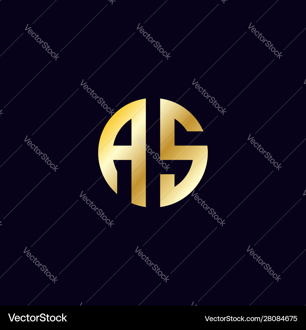 Gold Circle Initials Logo Royalty Free Vector Image