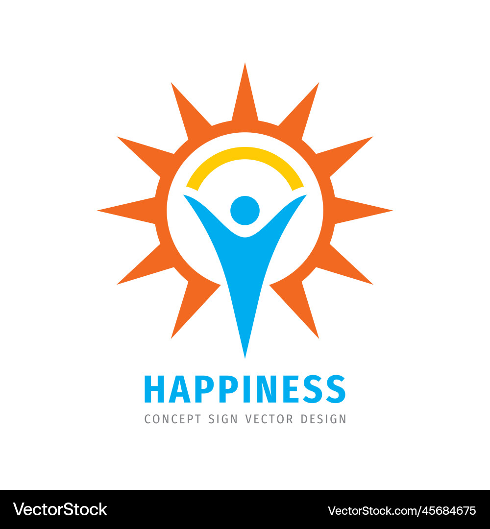 Happiness concept logo design sun and human Vector Image