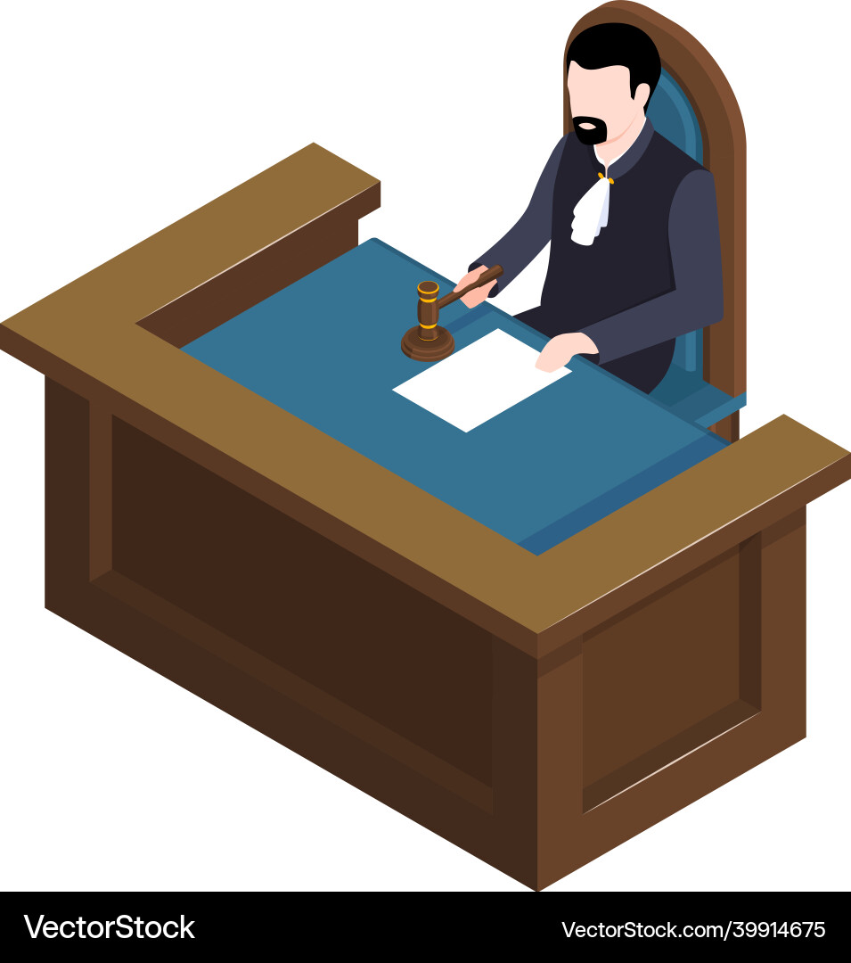 Judge at work composition Royalty Free Vector Image