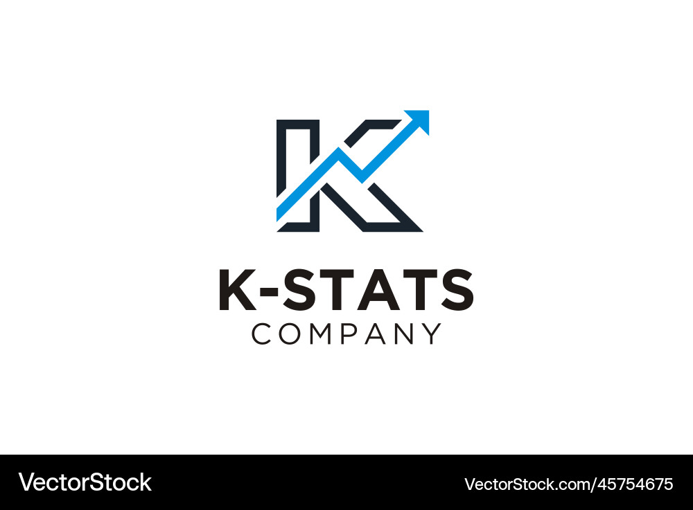 Letter k statistic arrow chart diagram stats logo Vector Image