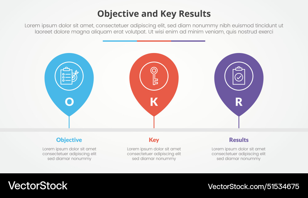 Okr objectives and key results framework Vector Image