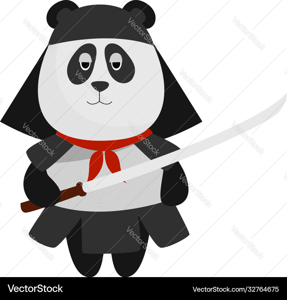 Panda samurai on white background Royalty Free Vector Image
