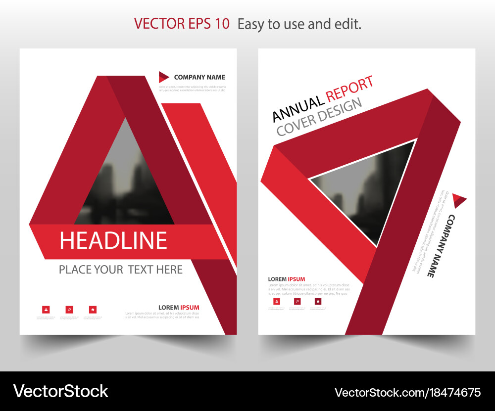 Red triangle label annual report brochure flyer Vector Image