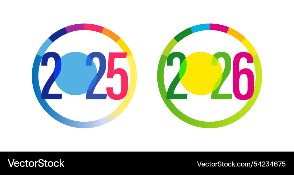 Set of round labels 2025 26 Royalty Free Vector Image