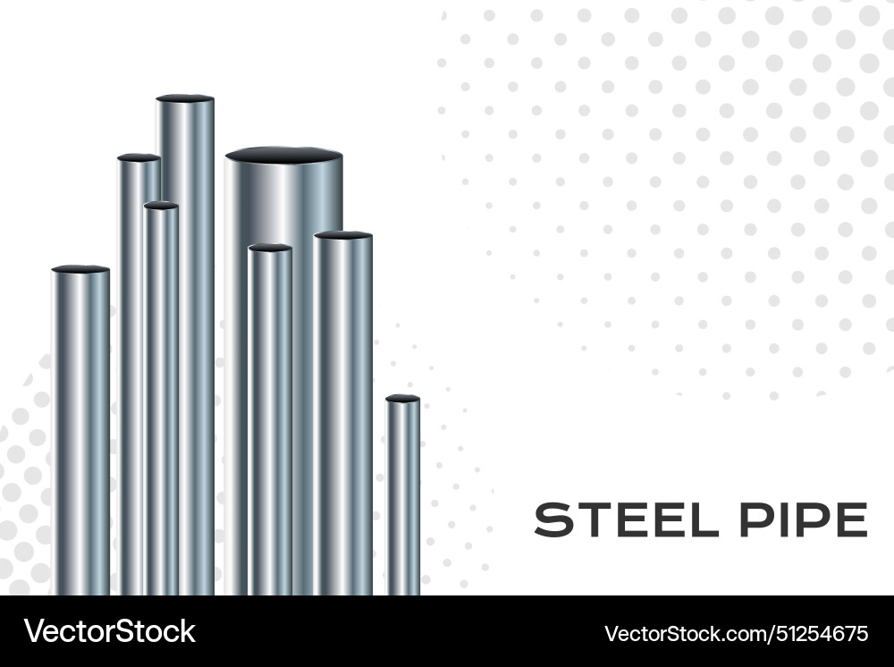 Steel pipes stack industrial background with copy Vector Image