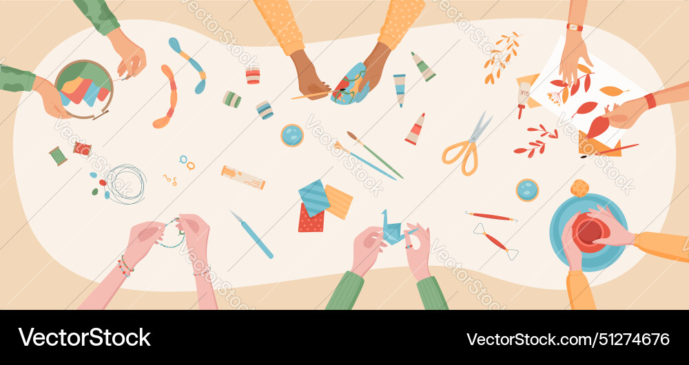 Cartoon handicraft art group collection Royalty Free Vector