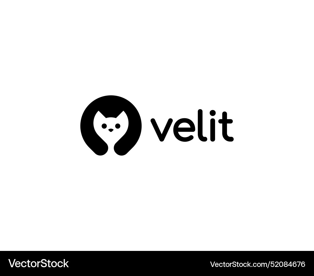 Cute cat negative space logo kitty icon funny Vector Image