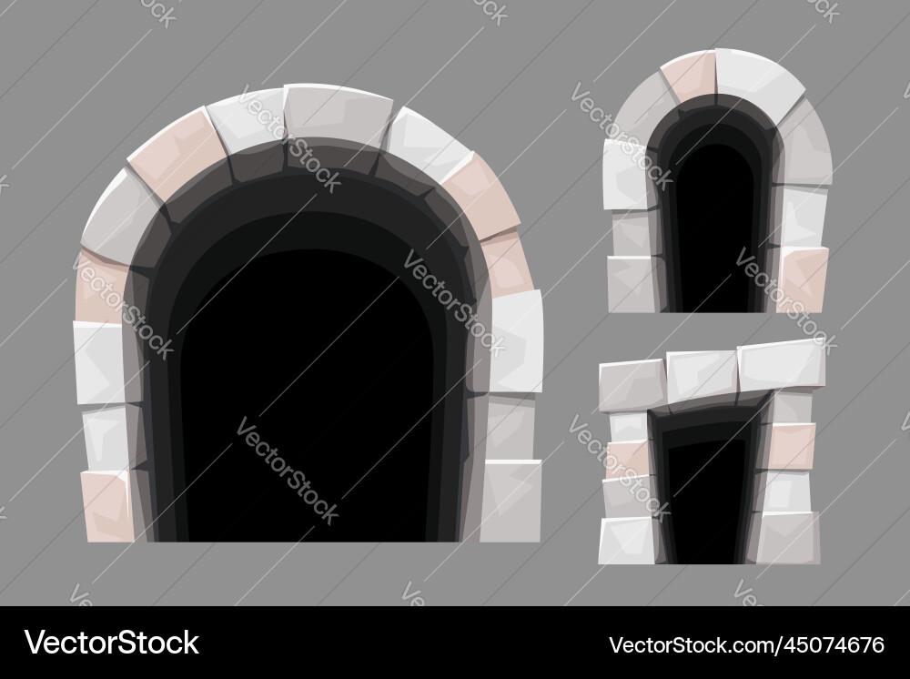 Different shapes front tunnel entrance in set Vector Image