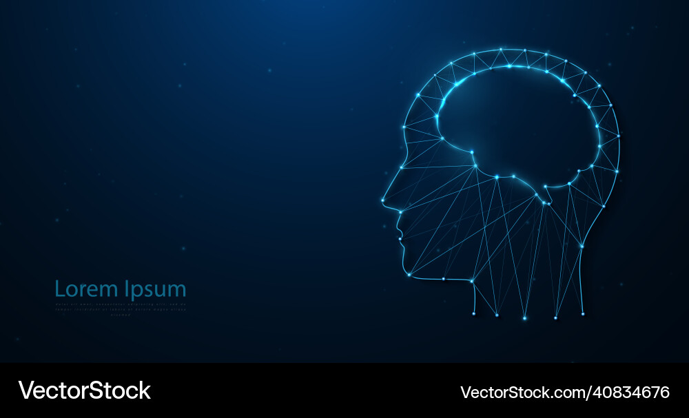 Human brain form line triangles and particle Vector Image
