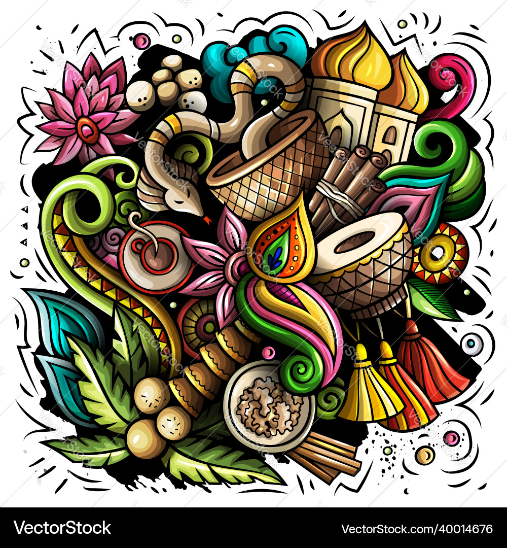 India hand drawn doodles Royalty Free Vector Image