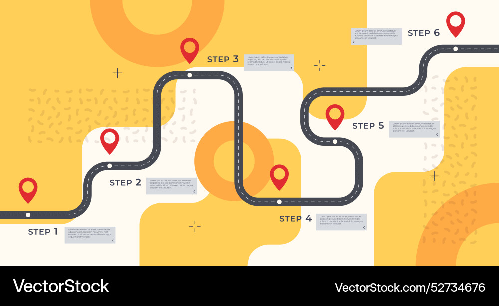 Infografische Vorlage mit einer Straße und Markierungen