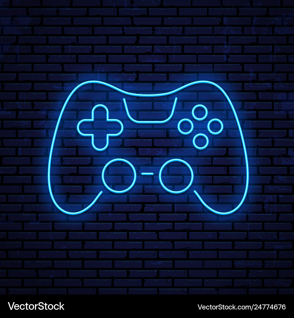 Joystick icon neon sign design Royalty Free Vector Image