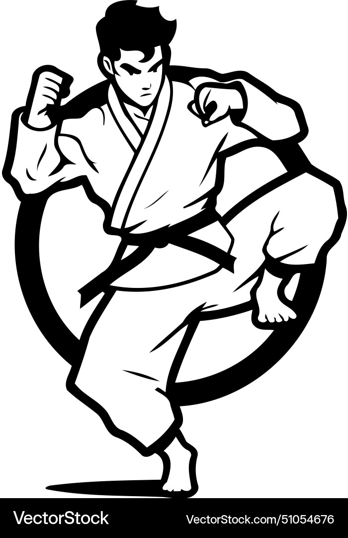 Karate fighter in kimono Royalty Free Vector Image
