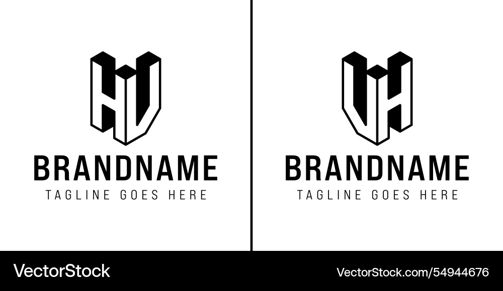 Letters hv and vh 3d monogram logo represents Vector Image