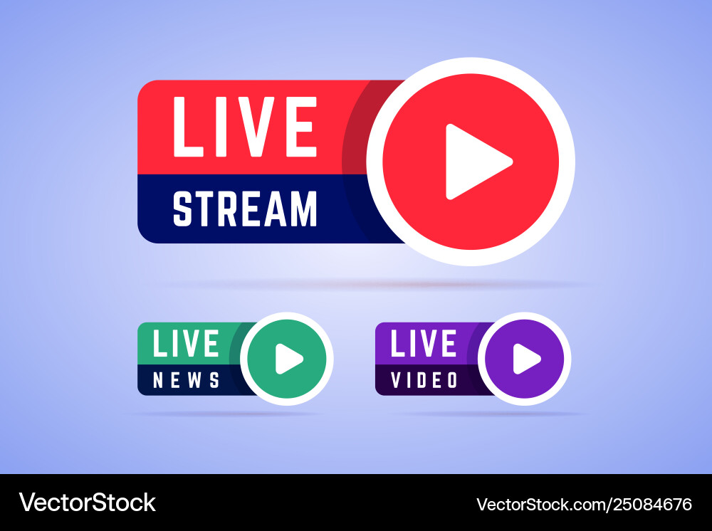 Live Stream & News Icons Royalty Free Vector Image