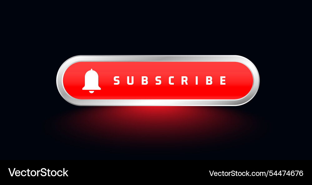 Metallic red subscription bell icon add more Vector Image