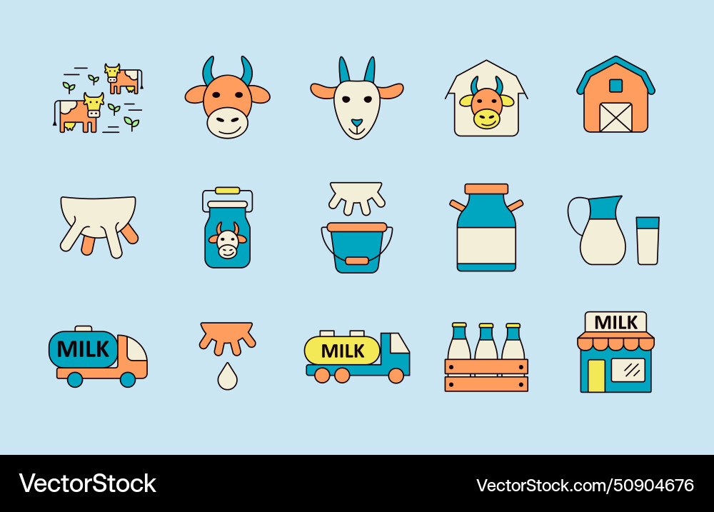 Milk icons set dairy products sign Royalty Free Vector Image