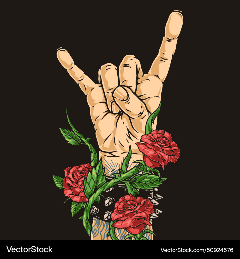 Rock and roll emblem colorful Royalty Free Vector Image