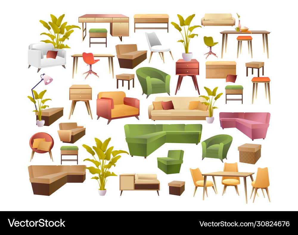 Set furniture elements design Royalty Free Vector Image