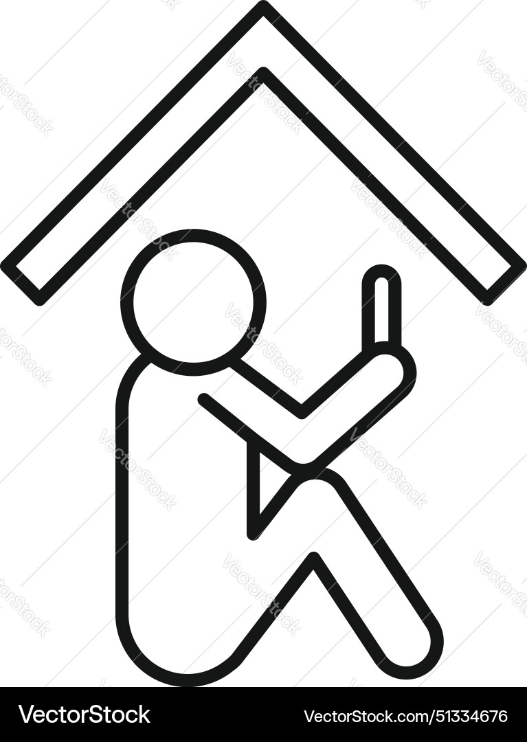 Stay home symbol stick figure sheltering Vector Image