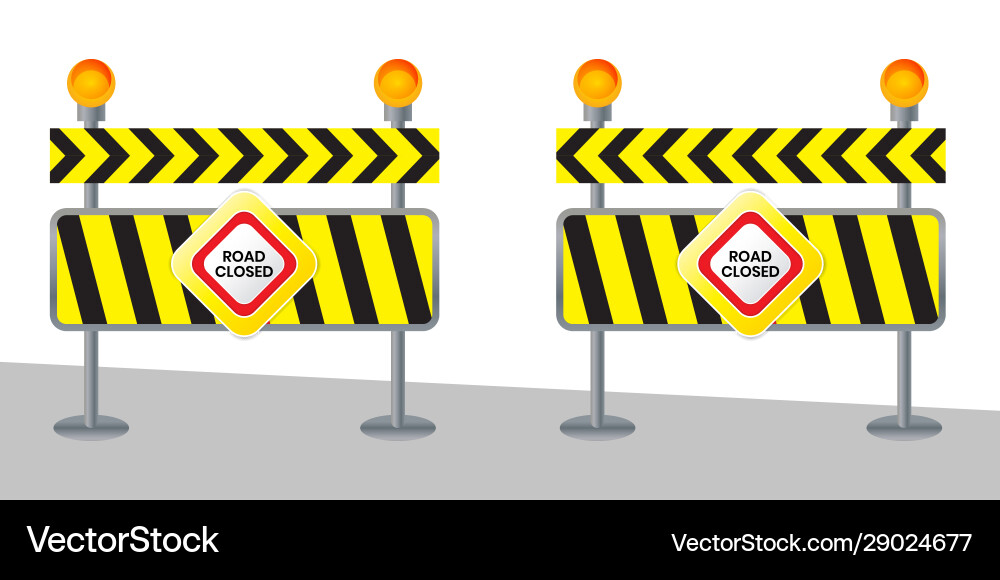 Closed road sign for barrier construction marking Vector Image