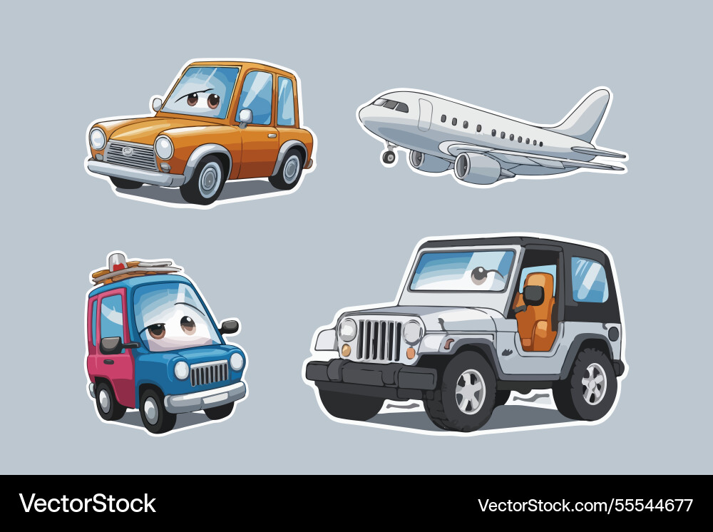 Cute cartoon vehicles Royalty Free Vector Image