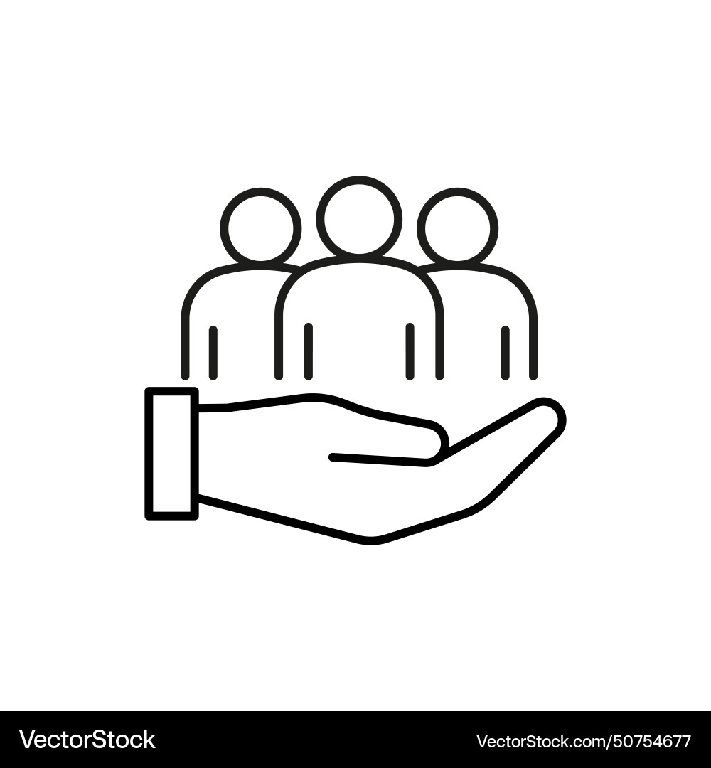 Hand support community people line icon care Vector Image