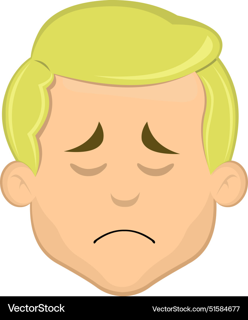 Head blond man sad expression Royalty Free Vector Image