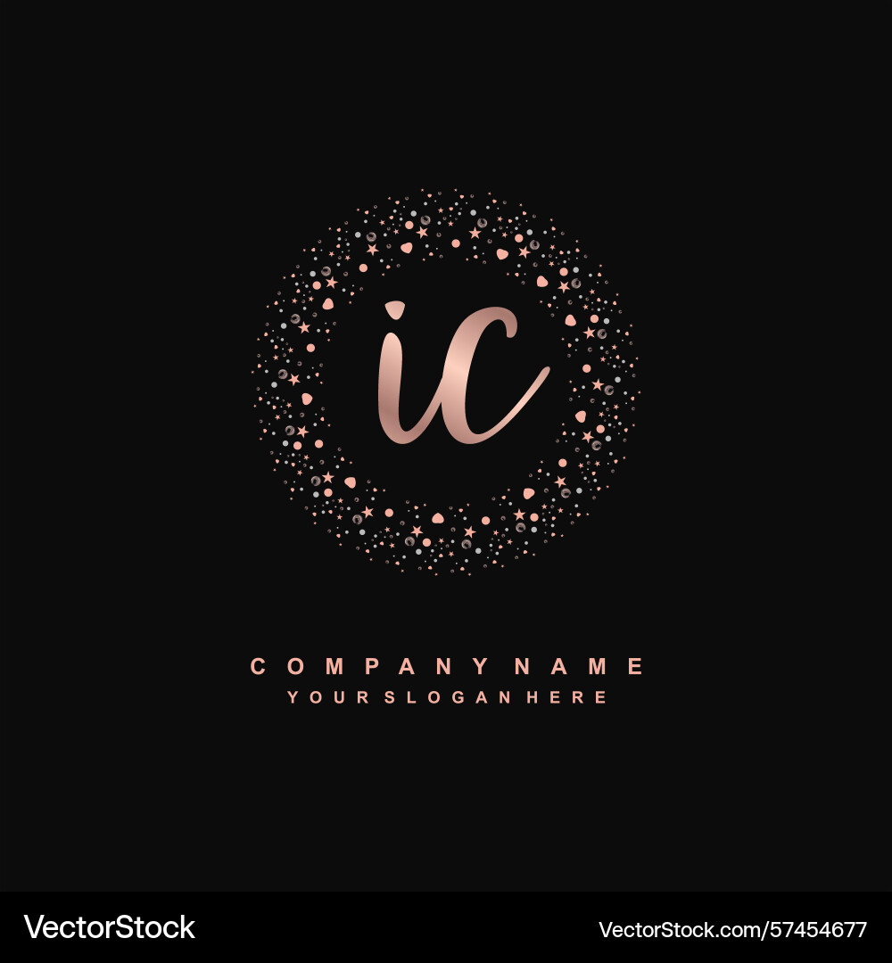 Ic initial handwriting logo collection leaf Vector Image