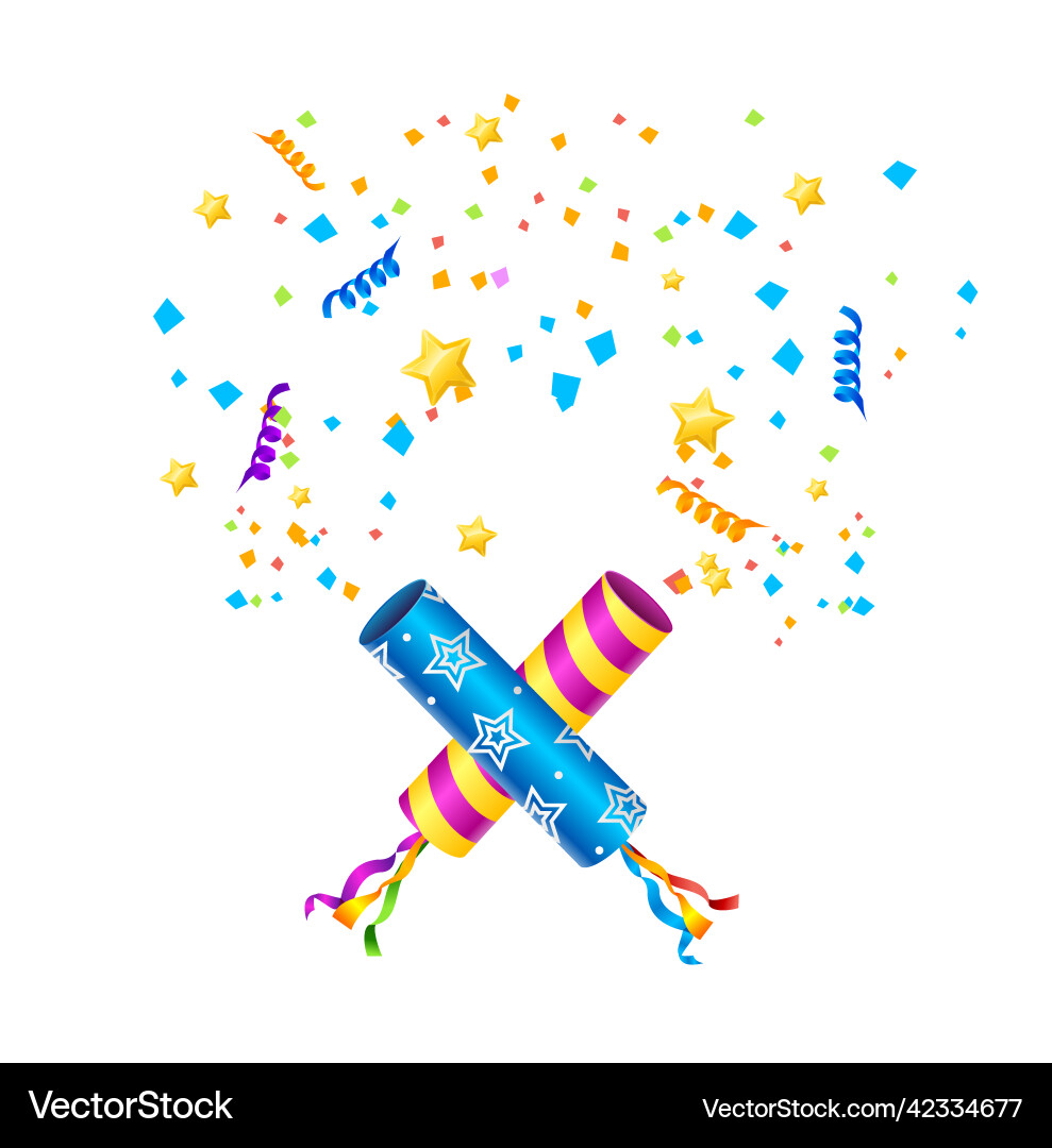 Realistic 3d detailed party popper set Royalty Free Vector