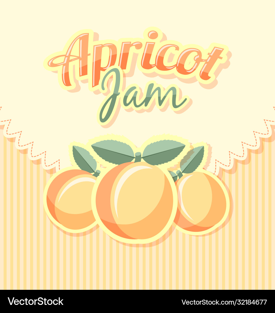 Retro apricot jam label Royalty Free Vector Image