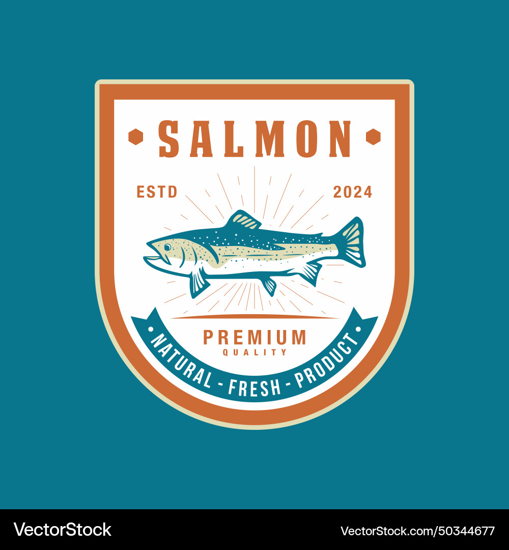 Salmon emblem logo design Royalty Free Vector Image