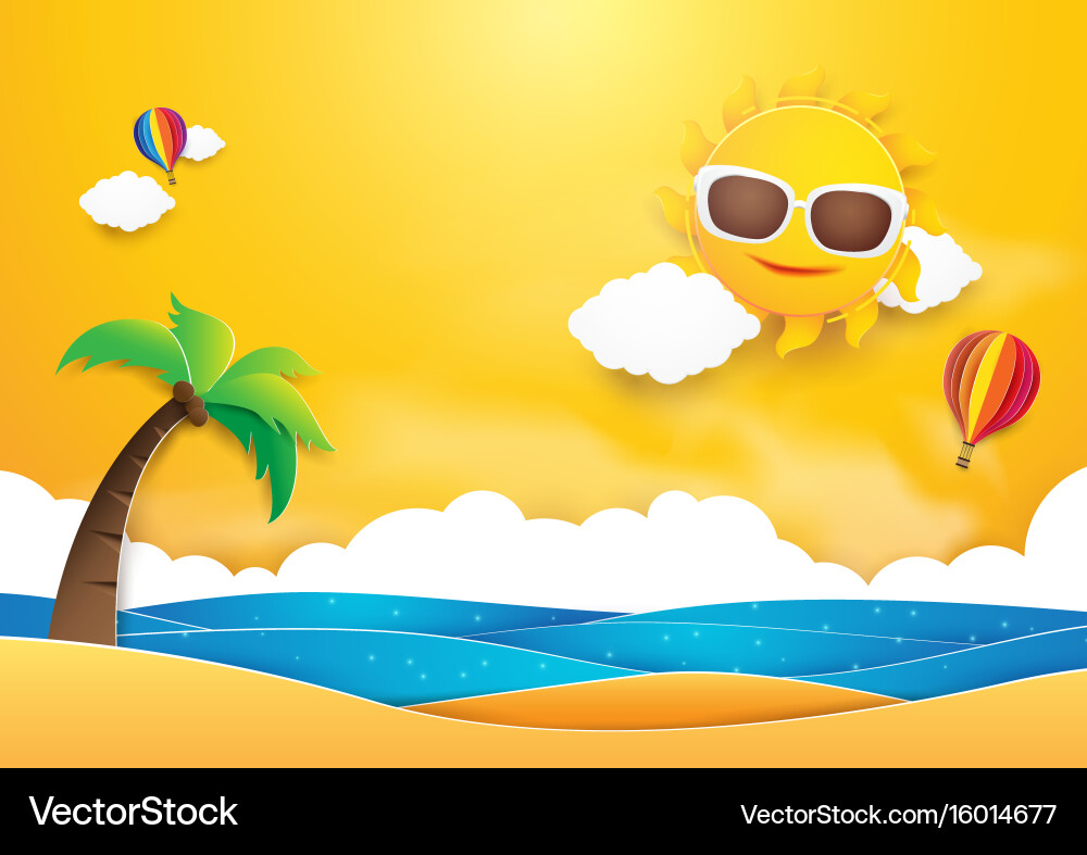 Summer time banner design sun with hot air Vector Image