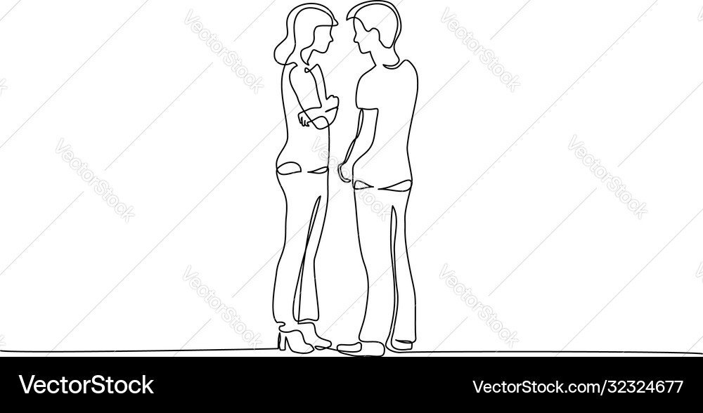Teenagers Talking Line Art Royalty Free Vector Image