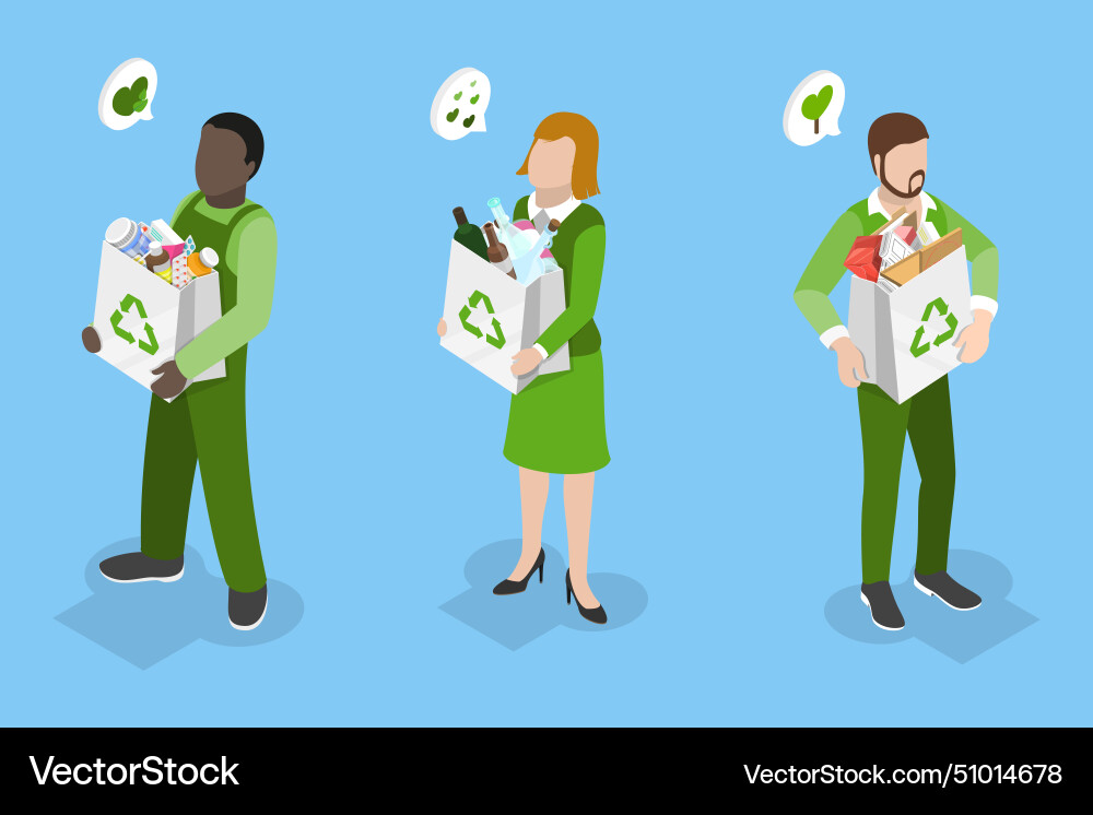 3d isometric flat of recycling Royalty Free Vector Image