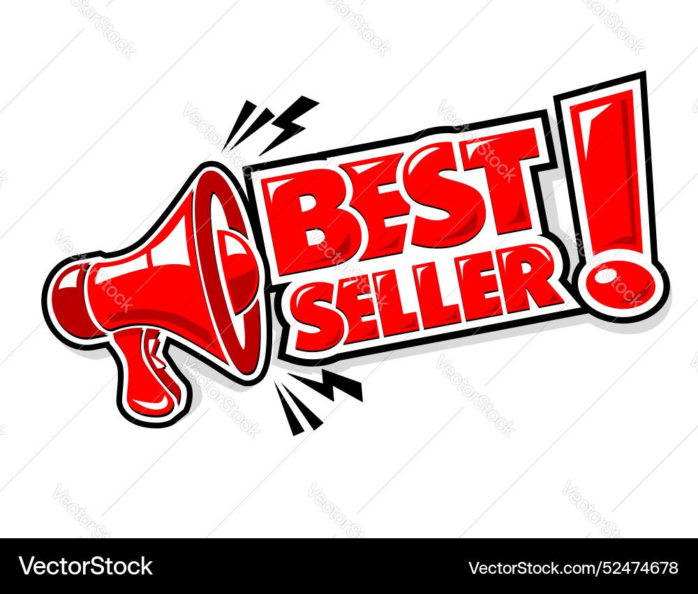 Best seller megaphone sticker Royalty Free Vector Image