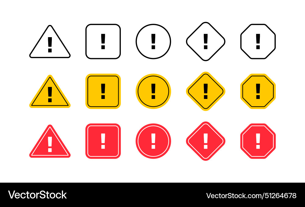 Exclamation mark collection set attention sign Vector Image