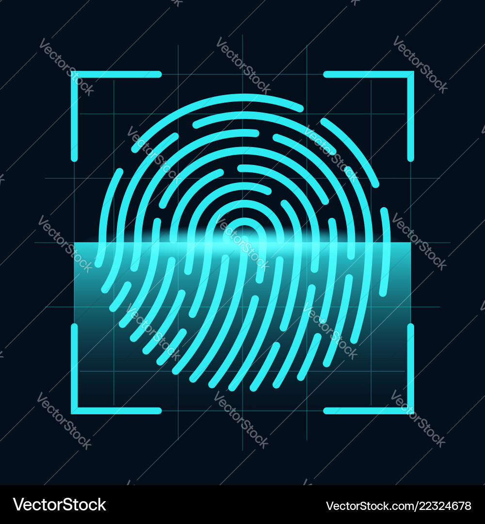 Fingerprint scanner concept digital and cyber Vector Image