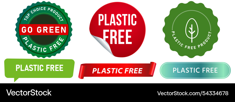Plastic free zero waste reduce go green movement Vector Image