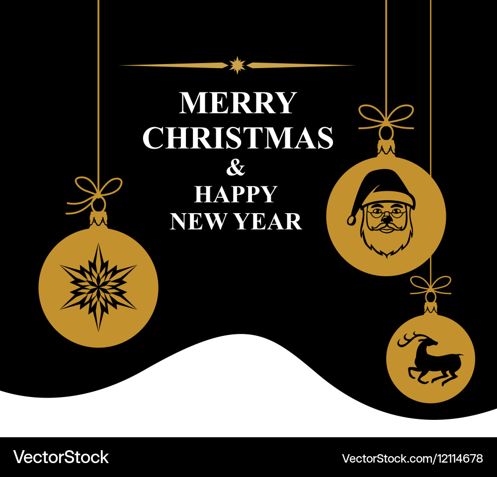 Santa ball card gold Royalty Free Vector Image