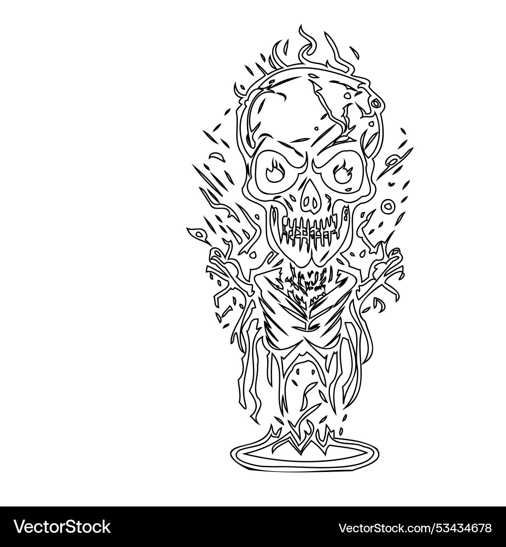 Zombie outline sketch Royalty Free Vector Image