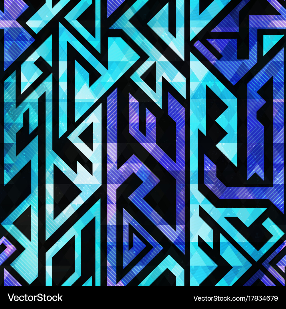 Blue tribal geometric seamless pattern Royalty Free Vector