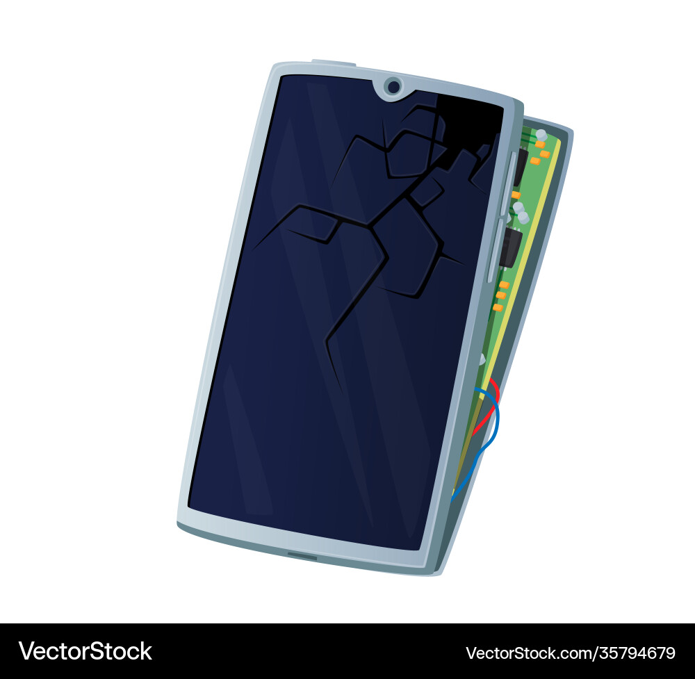 Broken phone isolated on white background Vector Image
