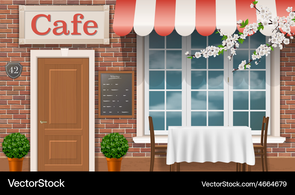 Cafe facade Royalty Free Vector Image - VectorStock