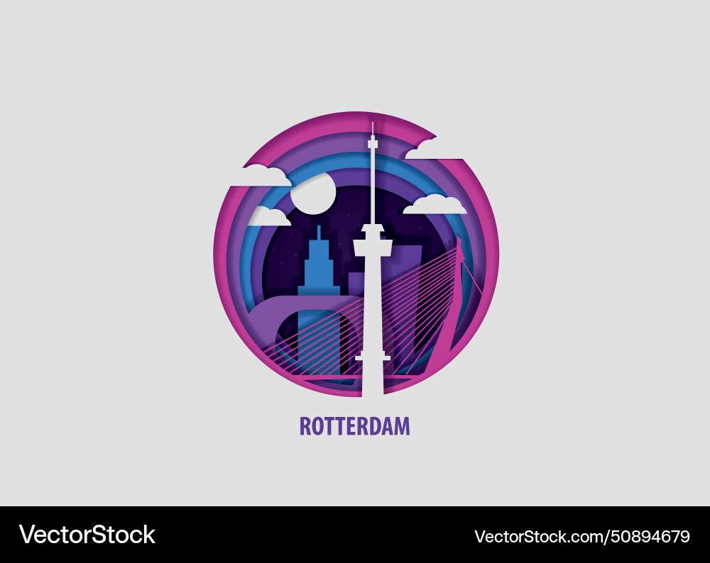 Creative paper cut layer craft rotterdam origami Vector Image