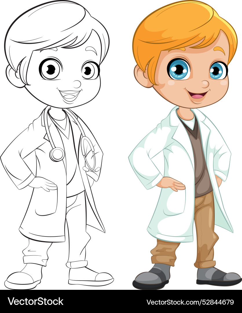 Cute doctor character in lab coat Royalty Free Vector Image