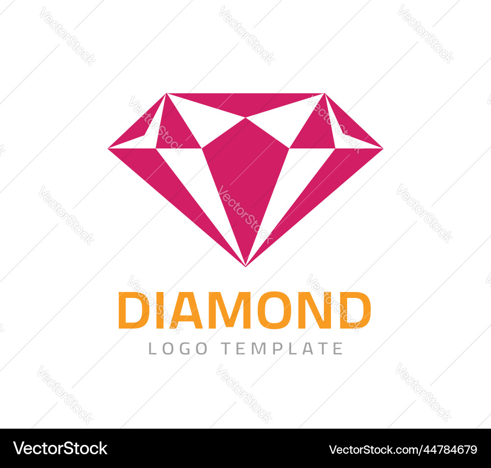 Diamond crystal logo shape icon or gemstone pink Vector Image
