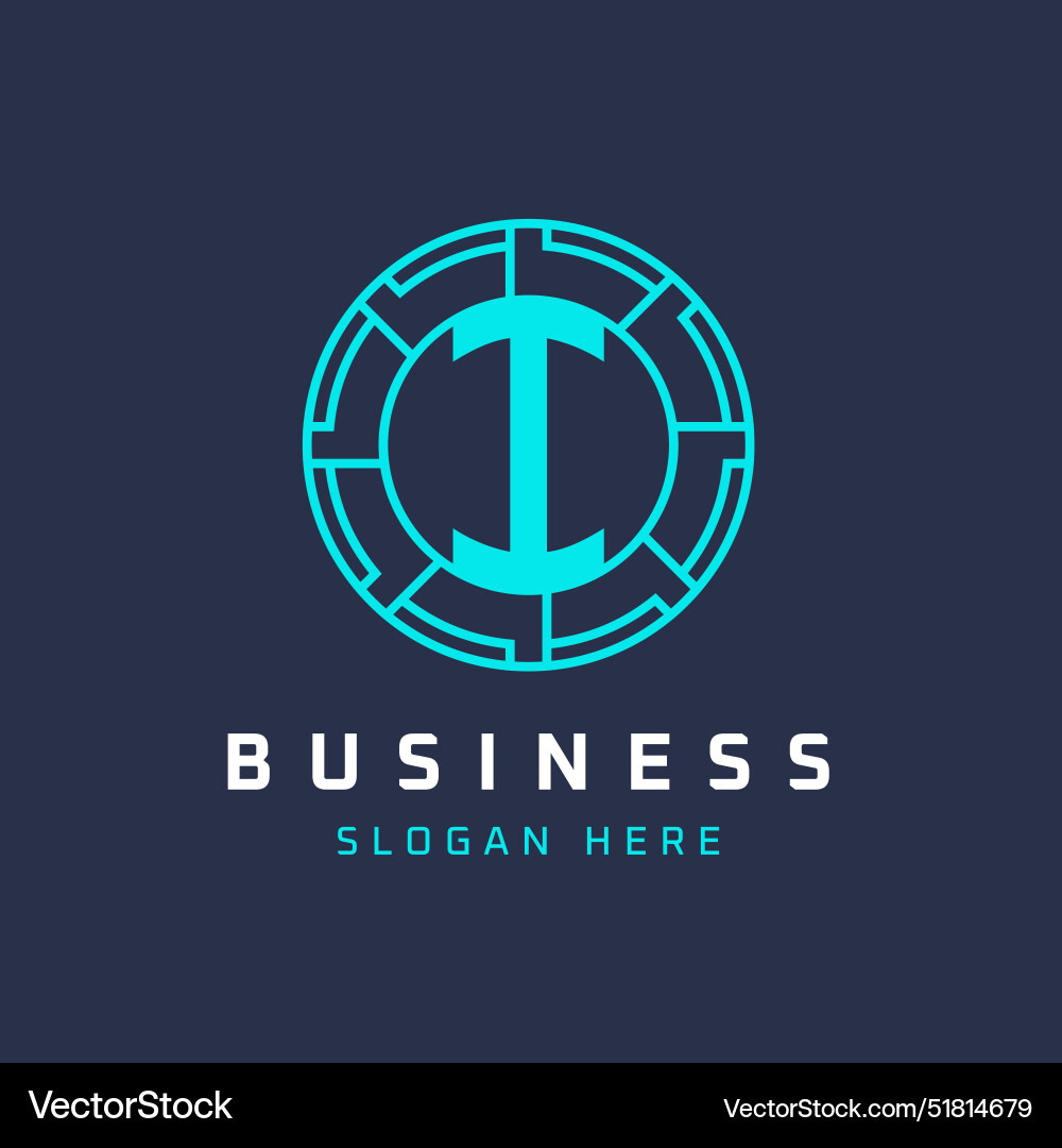 Letter i tech logo design initial round Royalty Free Vector